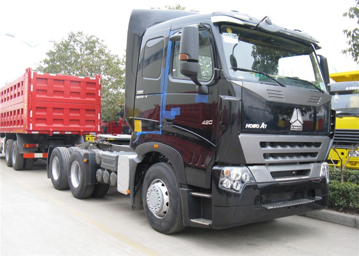 SINOTRUK HOWO A7 Tractor Head , Heavy Duty 420 HP Prime Mover 6x4 ...